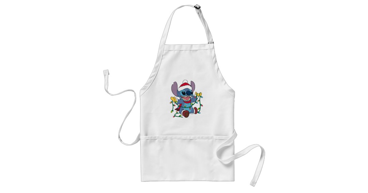 Stitch Christmas Lights Adult Apron | Zazzle