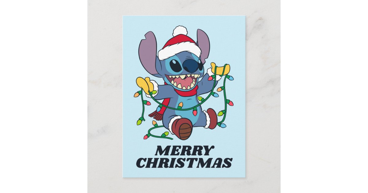 Stitch Christmas Lights Postcard | Zazzle