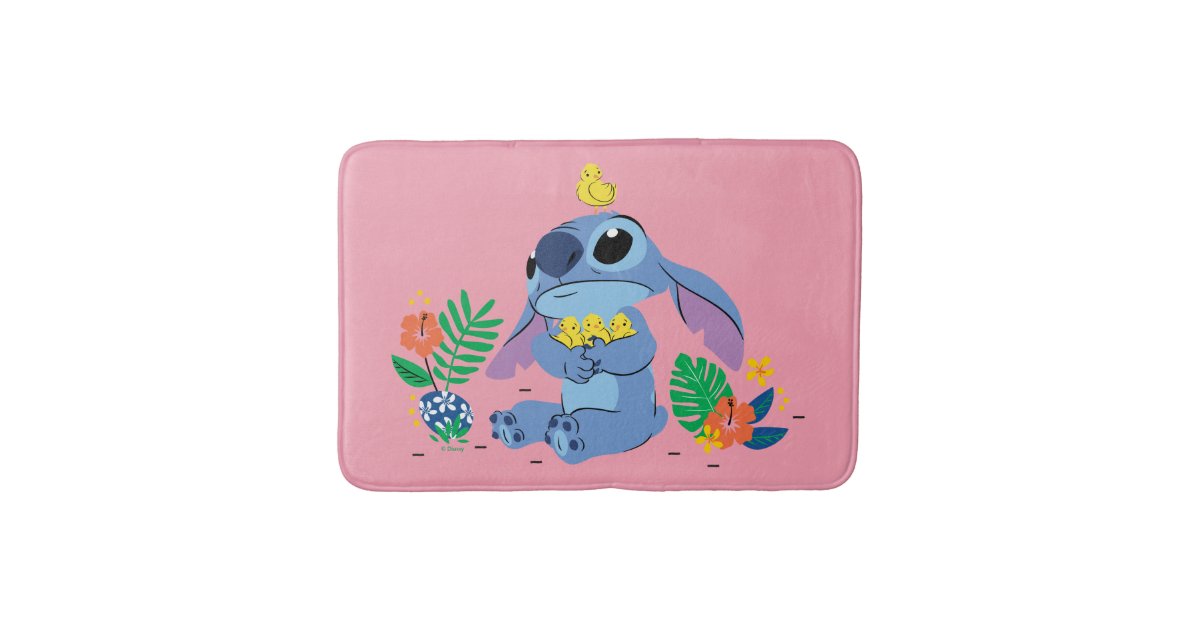 Stitch Cuddling Baby Easter Chicks Bath Mat | Zazzle