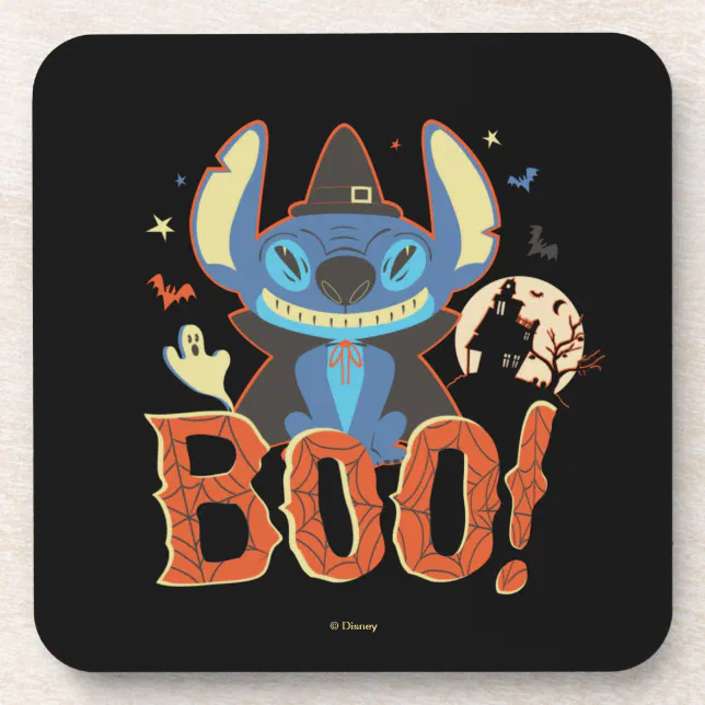 Stitch Halloween Boo Beverage Coaster | Zazzle