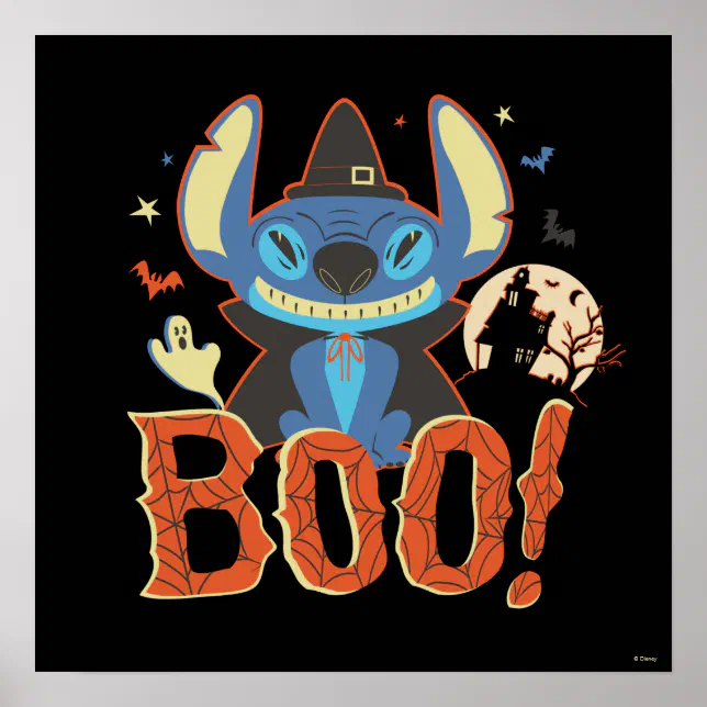 Stitch Halloween Boo Poster | Zazzle