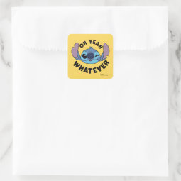 Stitch | Oh Yeah Whatever Square Sticker | Zazzle