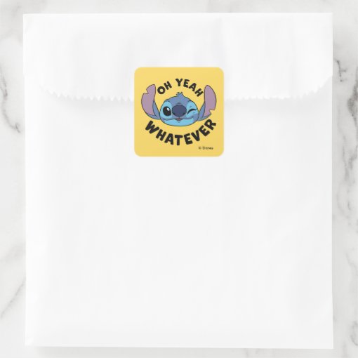 Stitch | Oh Yeah Whatever Square Sticker | Zazzle