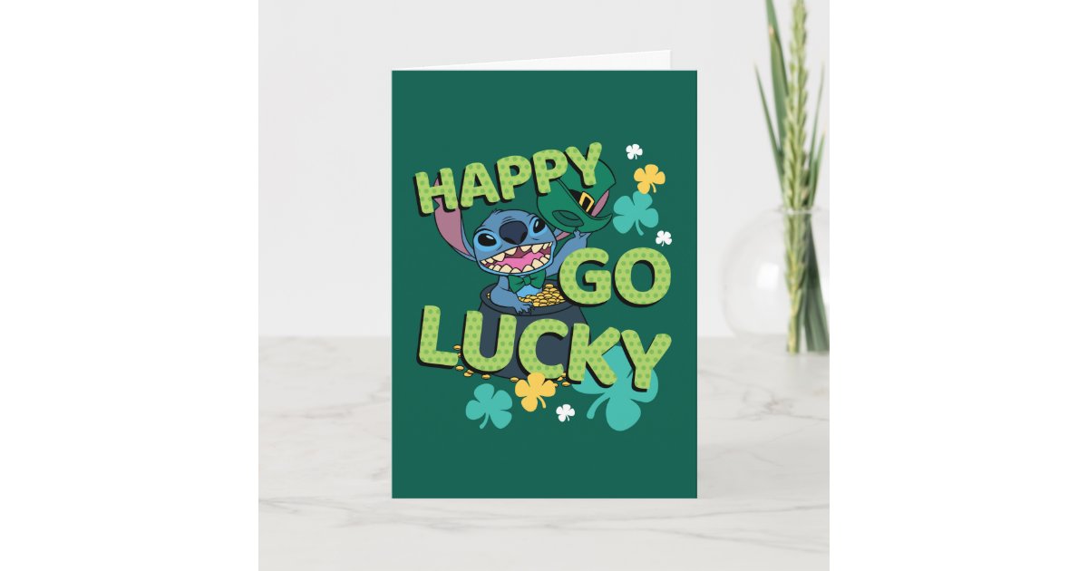 Stitch | St. Patrick's Day - Happy Go Lucky Card | Zazzle