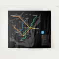 STM Montreal Metro Subway Map Black Background HD Tapestry | Zazzle