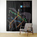 STM Montreal Metro Subway Map Black Background HD Tapestry | Zazzle