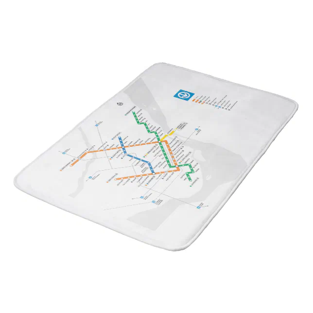 STM Montreal Metro Subway Map light white HD Bath Mat | Zazzle
