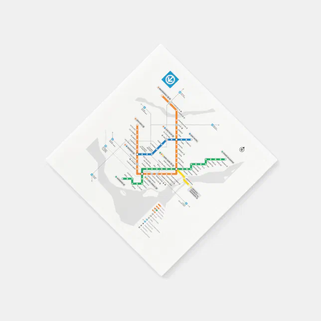 STM Montreal Metro Subway Map light white HD Napkins | Zazzle