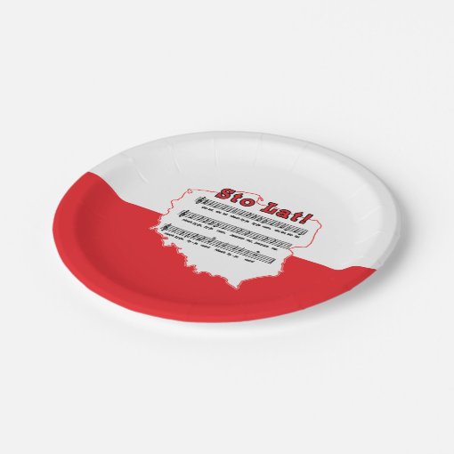 Sto Lat! Song Polish Map Paper Plates | Zazzle