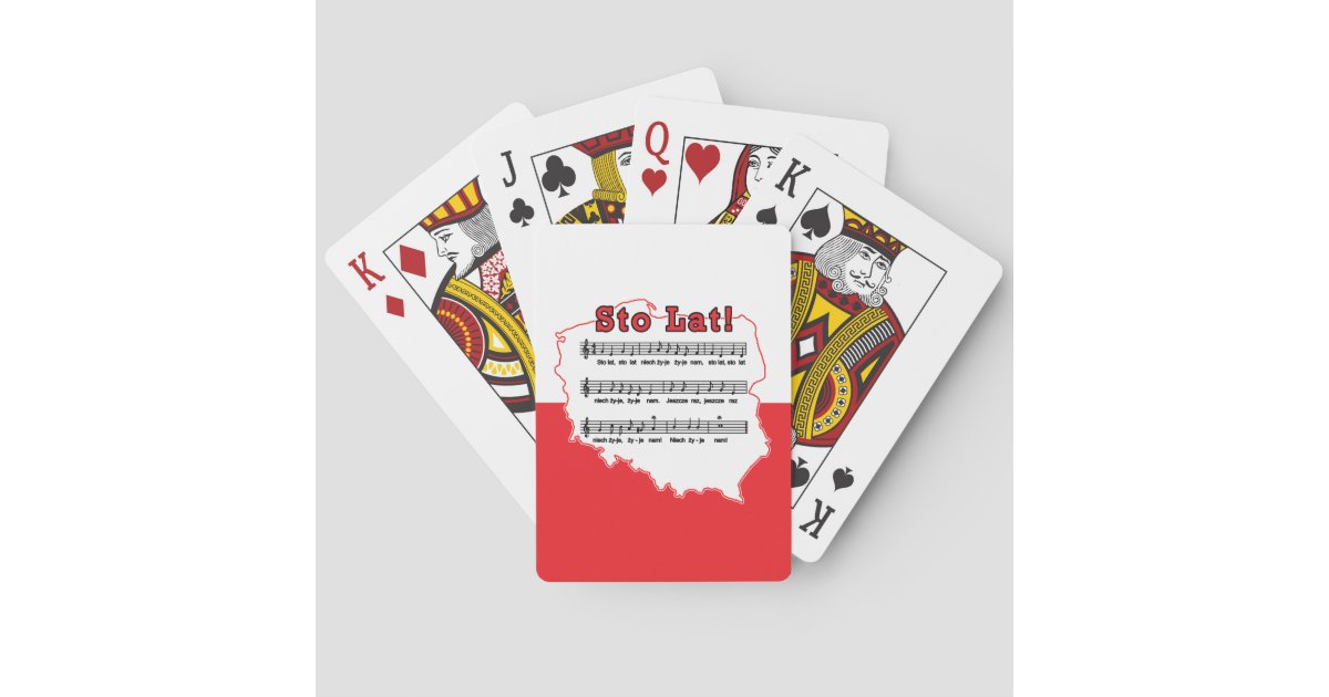 Sto Lat! Song Polish Map Poker Cards | Zazzle