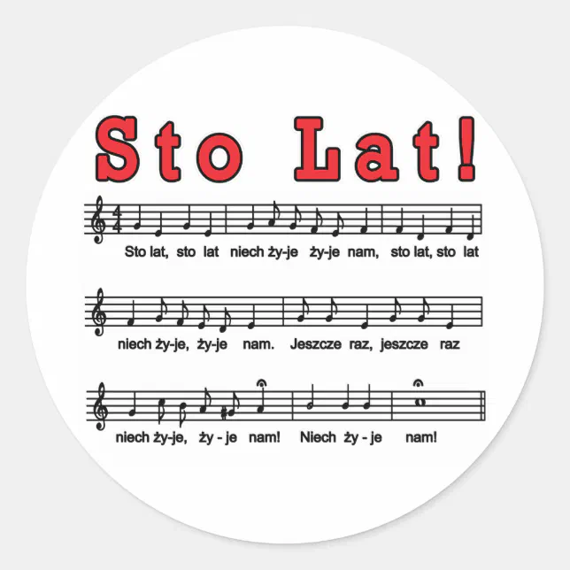 Sto Lat! Song Sticker | Zazzle