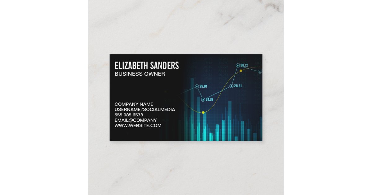 Stock Chart Analyst Numbers Business Card | Zazzle