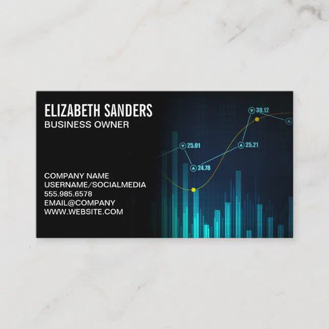 Stock Chart Analyst Numbers Business Card | Zazzle