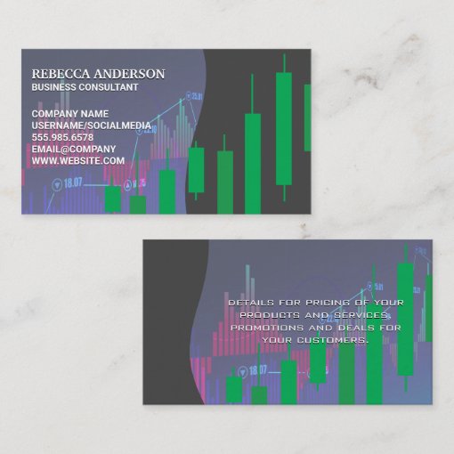 Stock Graph | Green Candlestick Chart Business Card | Zazzle