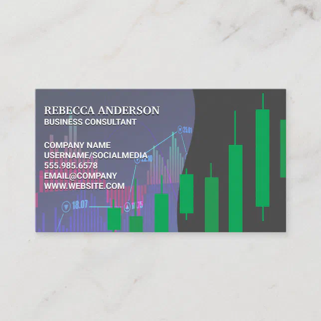 Stock Graph | Green Candlestick Chart Business Card | Zazzle