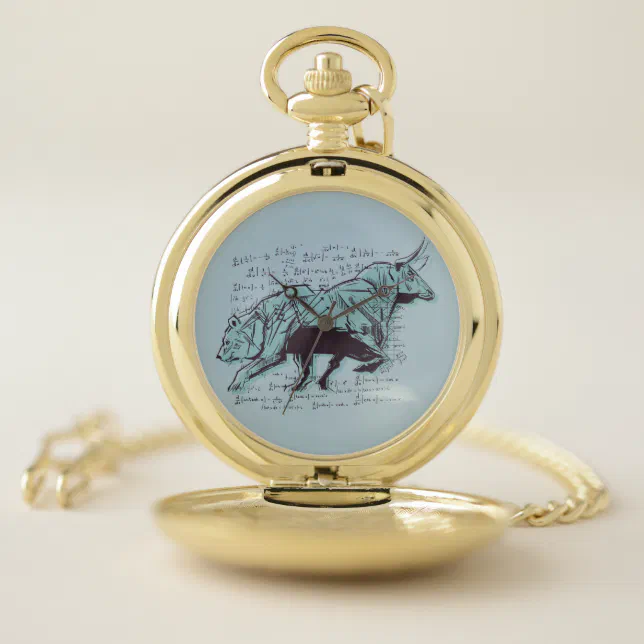 Stock Market Analysis Finance Pocket Watch | Zazzle