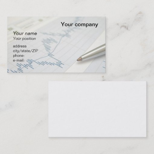 "Stock market graph and pen" business card | Zazzle