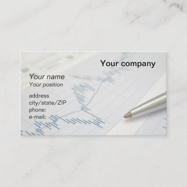 "Stock market graph and pen" business card | Zazzle