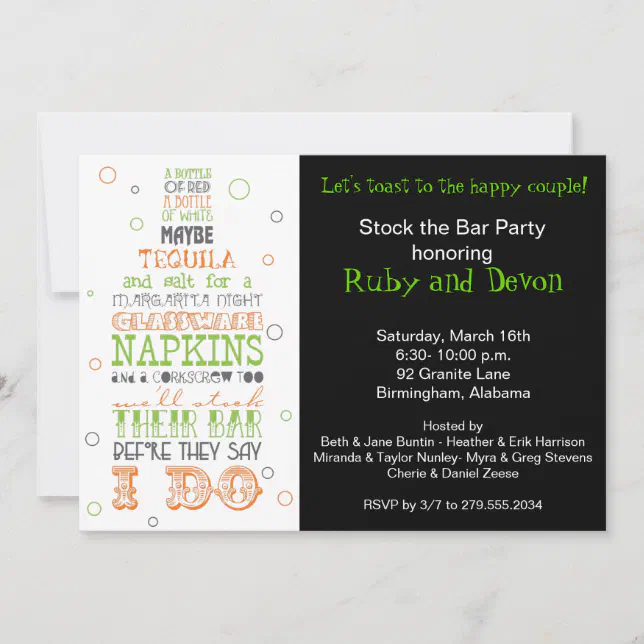 Stock the Bar Bottle Rhyme Party Invitation | Zazzle