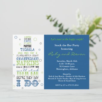 Stock the Bar Bottle Rhyme Party Invitation- Navy Invitation | Zazzle