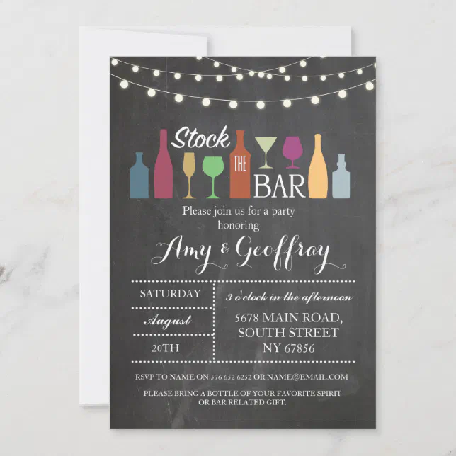 Stock The Bar Chalk Party Engagement Invitation | Zazzle