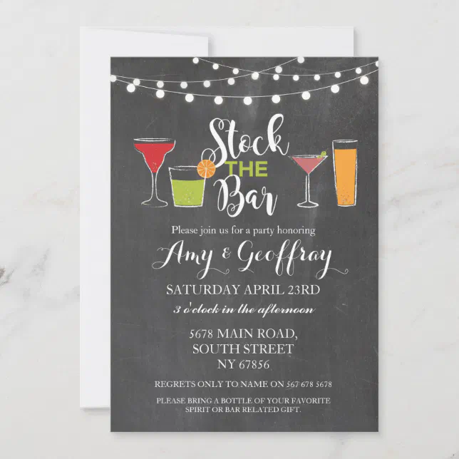 Stock The Bar Chalk Party Engagement Invitation | Zazzle