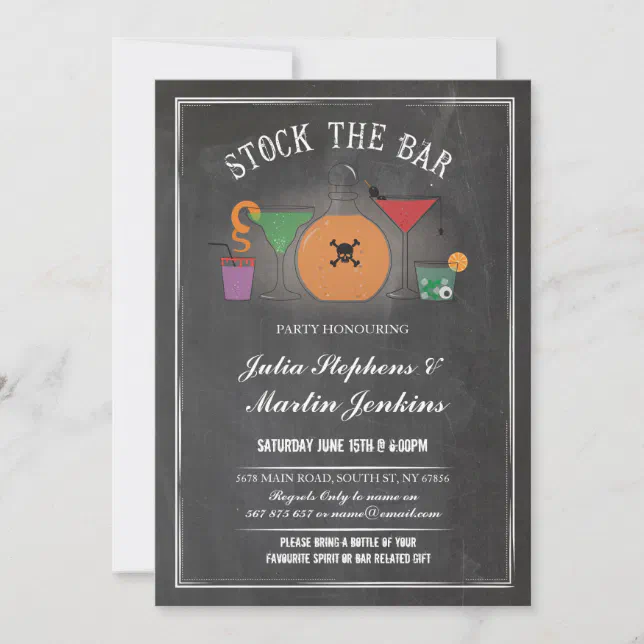 Stock The Bar Chalk Party Engagement Invitation | Zazzle