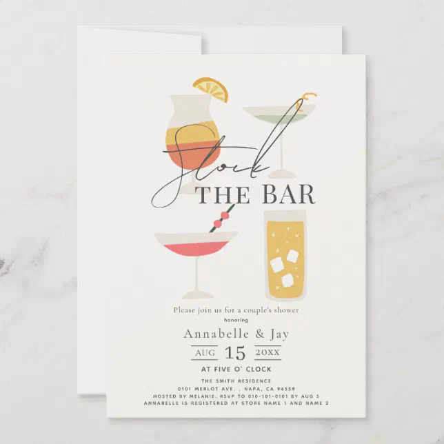 Stock the Bar Cocktail Couples Shower Invitation | Zazzle