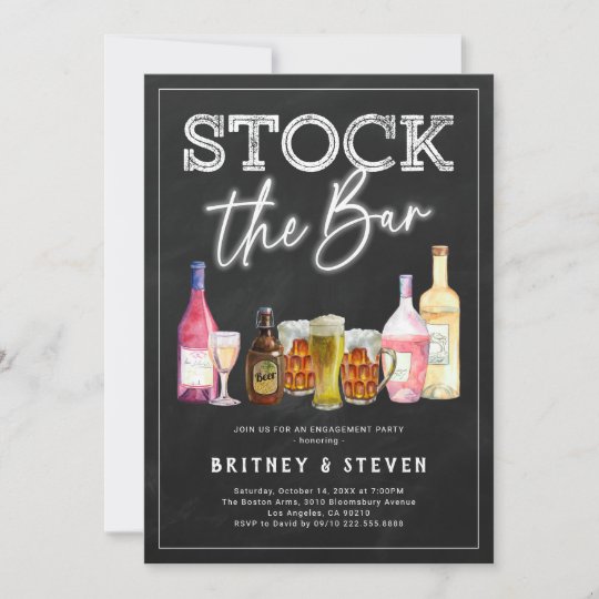 Stock the Bar Couples Engagement Party Invitation | Zazzle.com