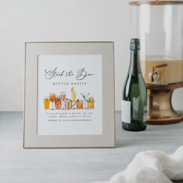 Stock The Bar Couples Shower Bottle Raffle Sign | Zazzle