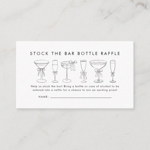 Stock The Bar Couples Shower Bottle Raffle Ticket Enclosure Card | Zazzle