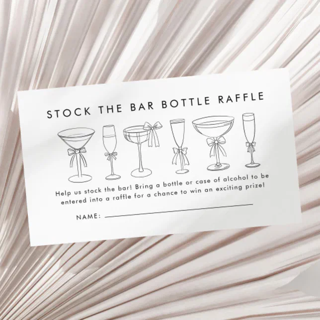 Stock The Bar Couples Shower Bottle Raffle Ticket Enclosure Card | Zazzle