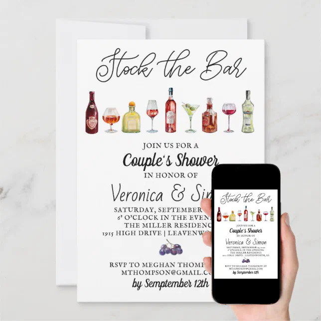 Stock the Bar Couple's Shower Invitation | Zazzle