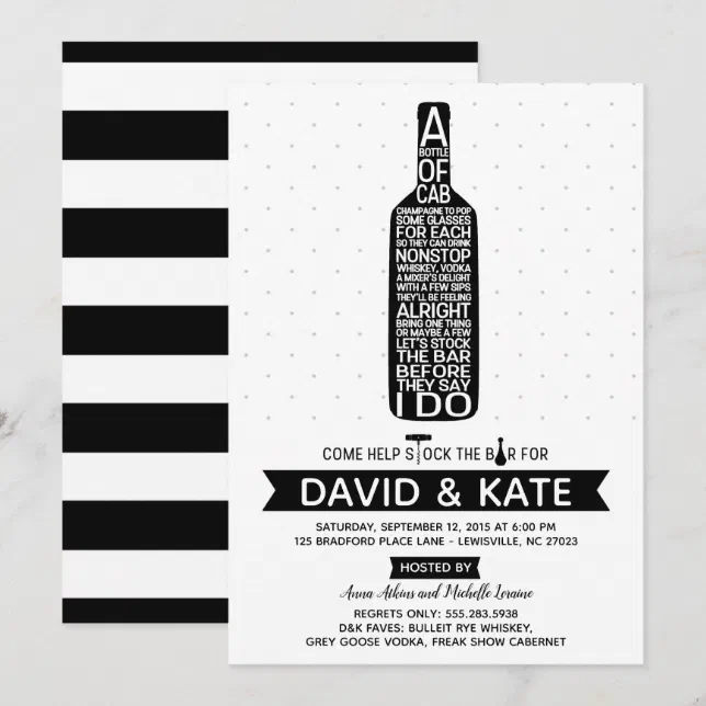 Stock the Bar Couples Shower Invitation | Zazzle