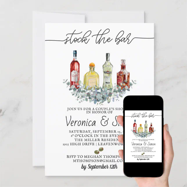 Stock the Bar Couple's Shower Invitation | Zazzle