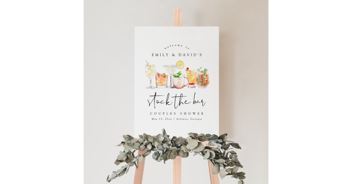 Stock The Bar Couples Shower Welcome Sign | Zazzle