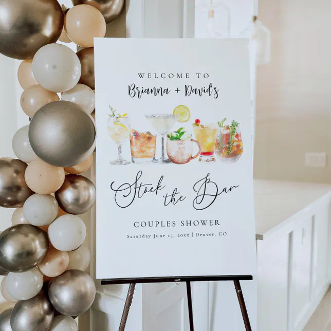 Stock The Bar Couples Shower Welcome Sign | Zazzle