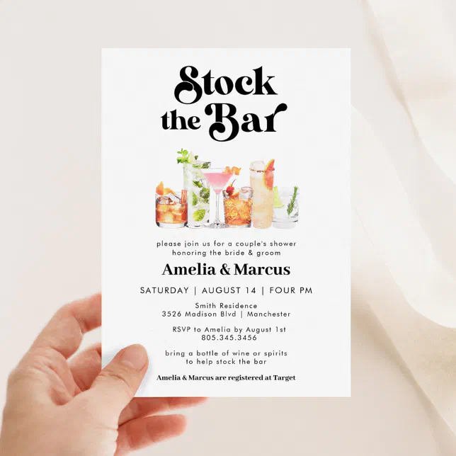 Stock the Bar Couple's Wedding Shower Invitation | Zazzle