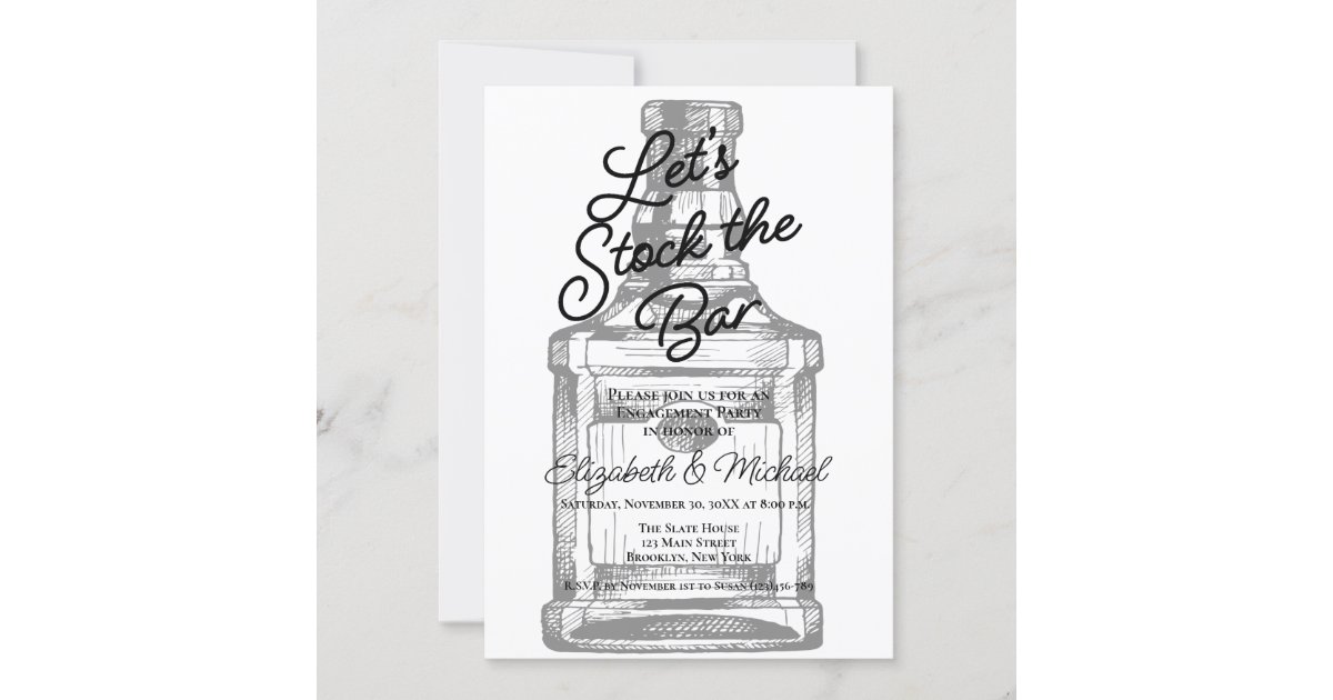 Stock The Bar Engagement Party Invitation | Zazzle