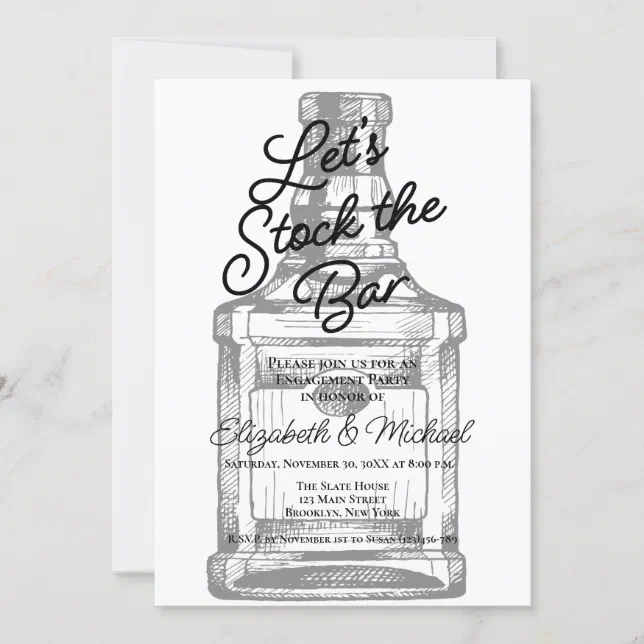 Stock The Bar Engagement Party Invitation | Zazzle