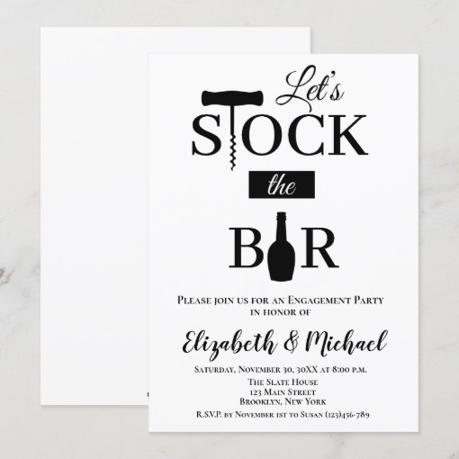 Stock The Bar Engagement Party Invitation | Zazzle