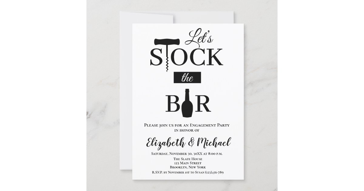 Stock The Bar Engagement Party Invitation | Zazzle