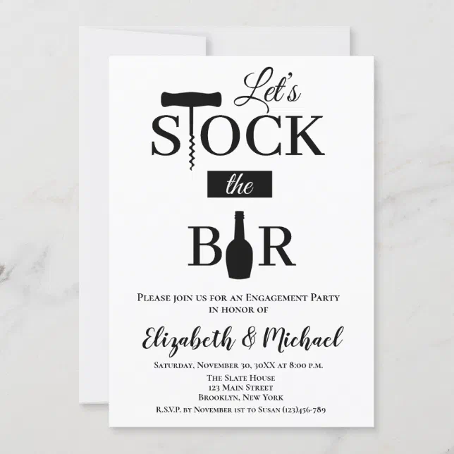 Stock The Bar Engagement Party Invitation | Zazzle