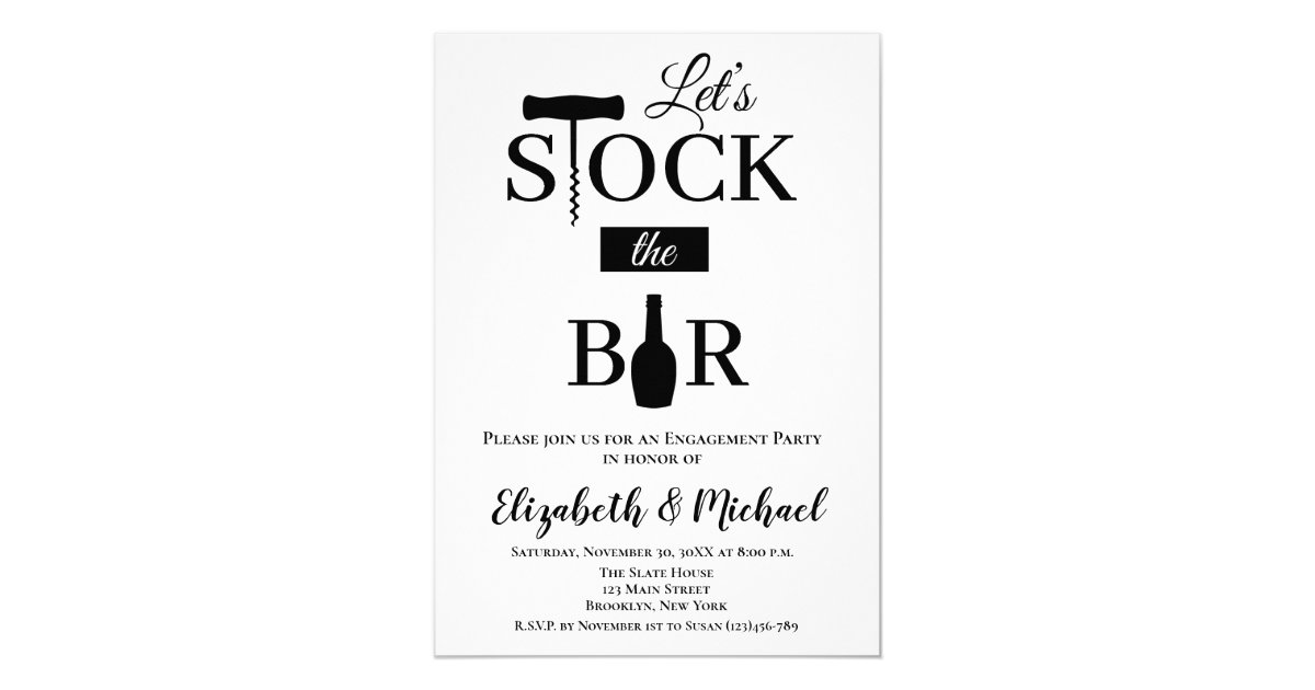 Stock The Bar Engagement Party Invitation | Zazzle.com