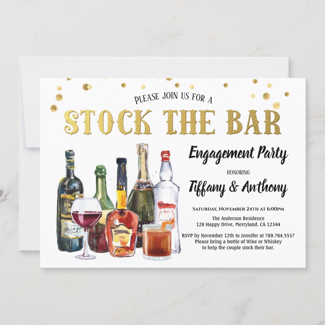 Stock The Bar Engagement Party Invitation | Zazzle