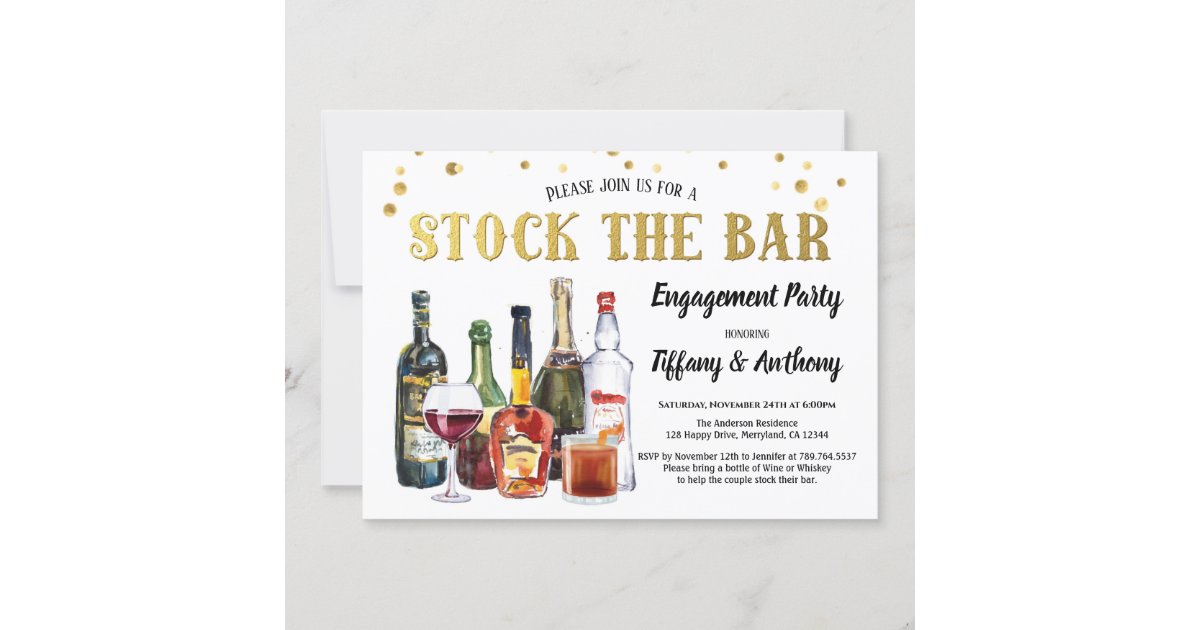 Stock The Bar Engagement Party Invitation | Zazzle
