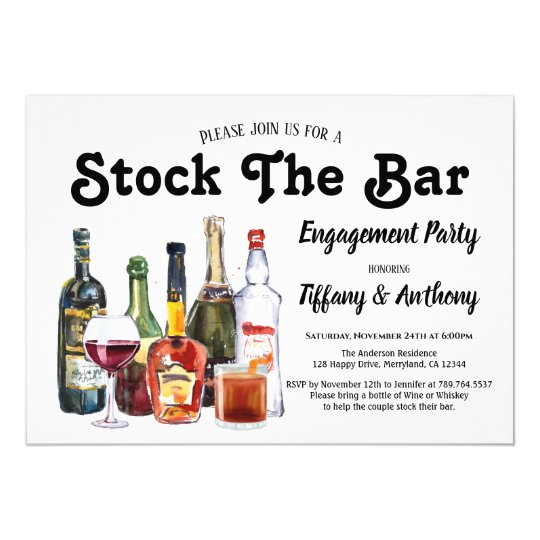 Stock The Bar Engagement Party Vintage Invitation | Zazzle.com