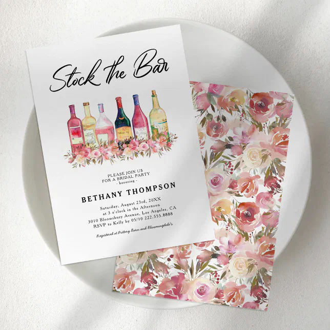 Stock the Bar Floral Bridal Party Invitation | Zazzle