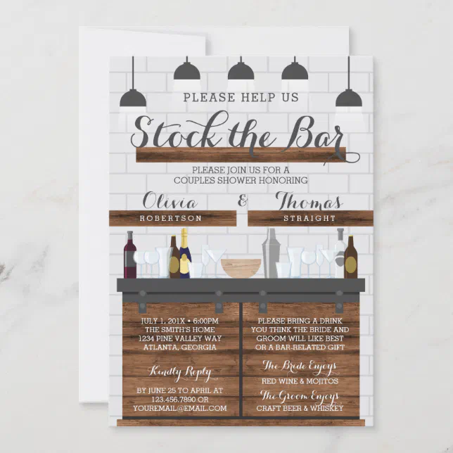 Stock the Bar Housewarming Party, Farmhouse Style Invitation | Zazzle
