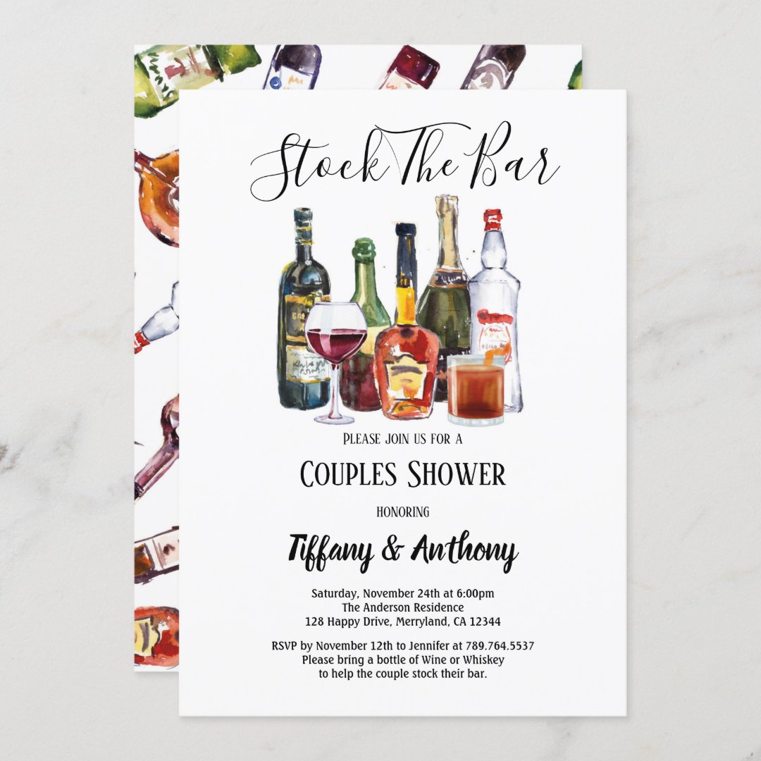 Stock The Bar Invitation Couples Shower | Zazzle